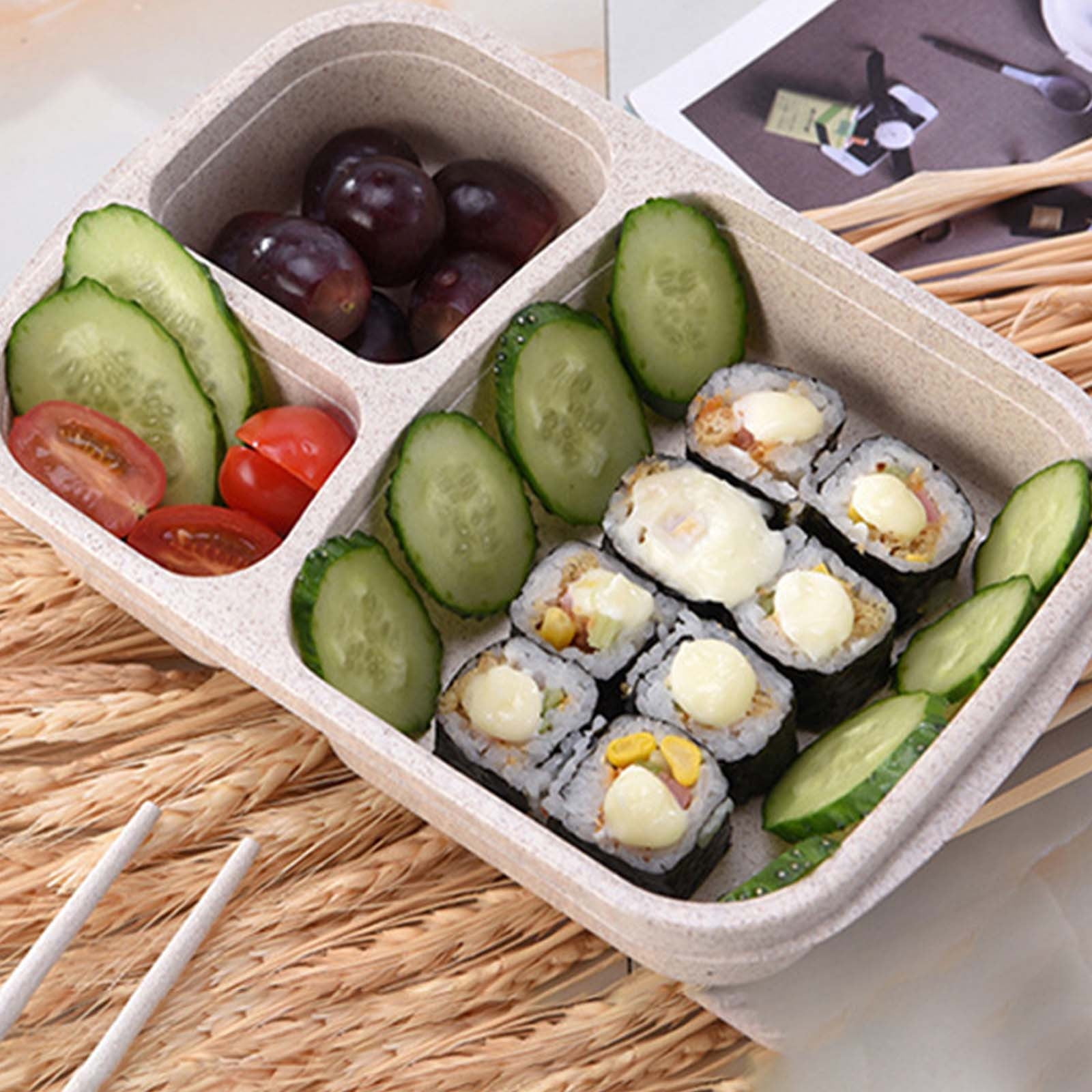 yulier 3 Compartment Meal Prep Containers with Lids Plastic Divided ...