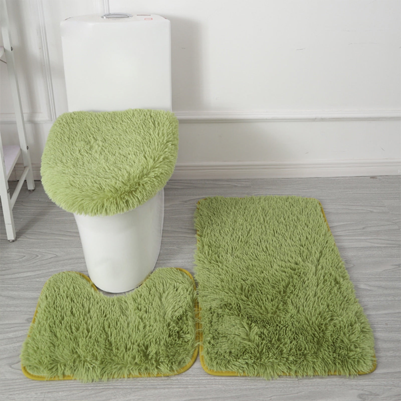 yulier 3 Piece Bathroom Rug Set , Super Soft Plush Shaggy Toilet Bath ...