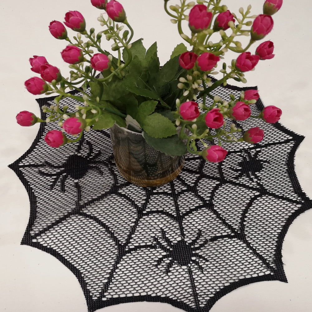 yulier 4 Pcs Halloween Spider Web Placemats for Kitchen Dining Table ...