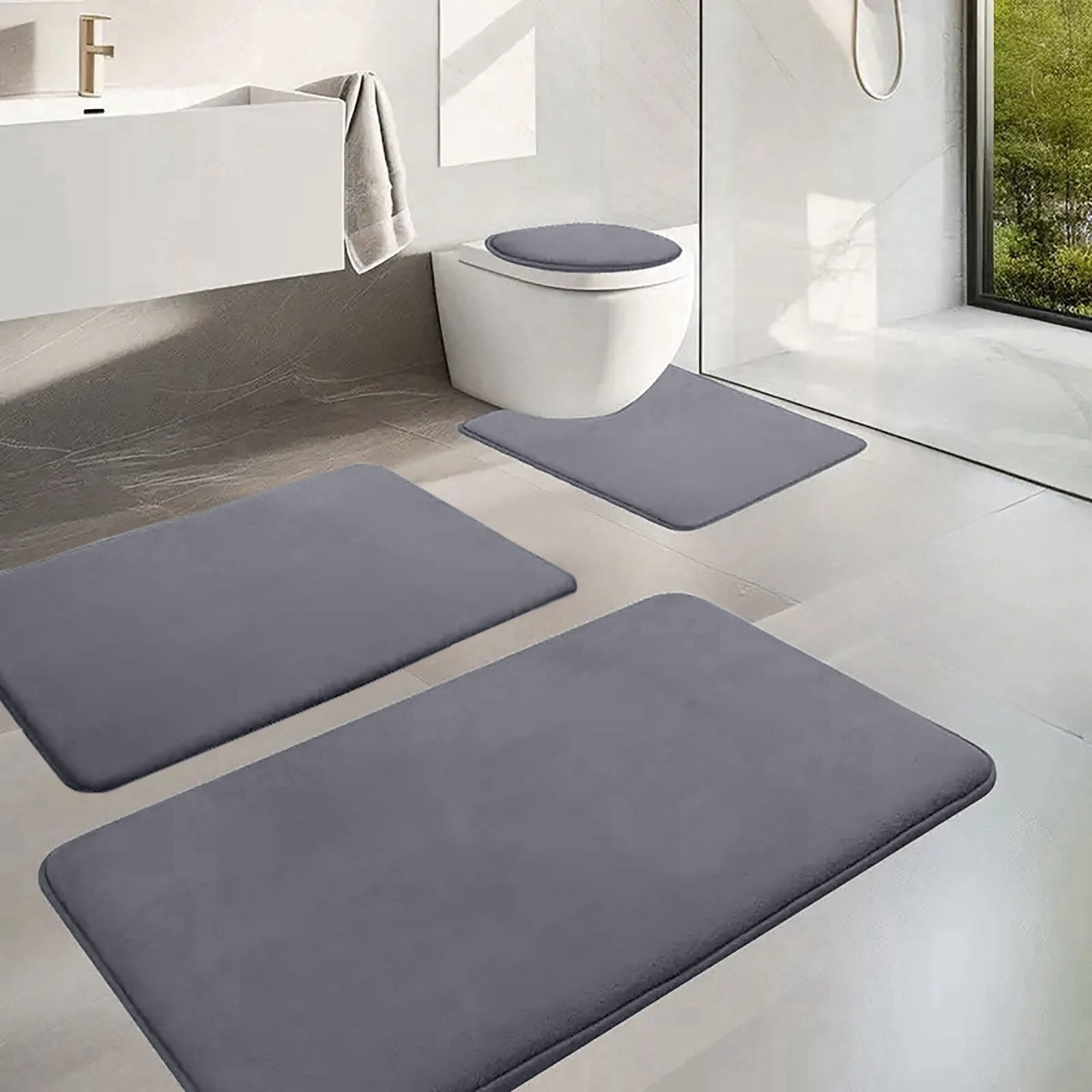 yulier 4 Piece Bathroom Rug Set Clearance, Soft Plush Thick Memory Foam ...
