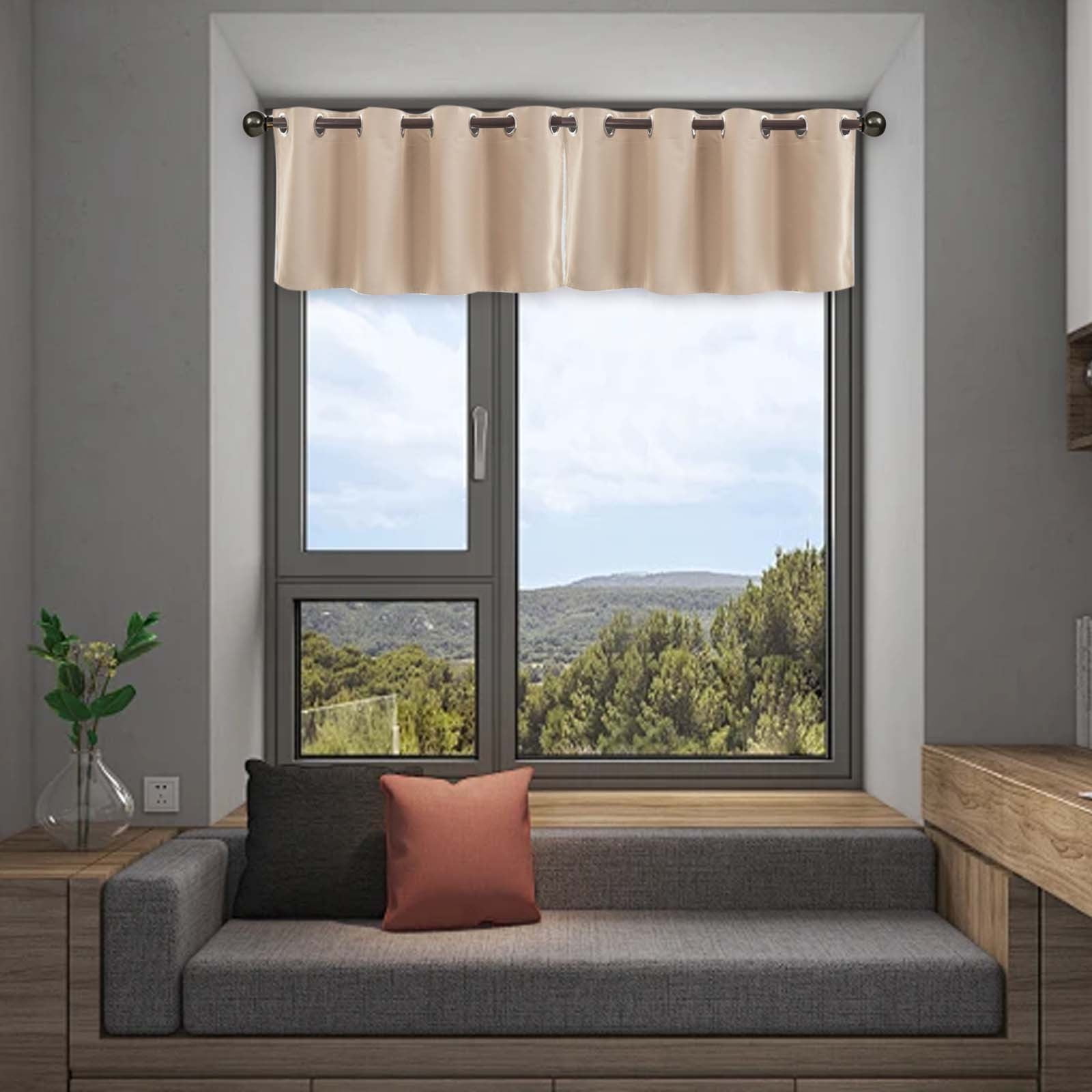yulier Blackout Kitchen Curtain Valances, Grommet Short Curtain ...