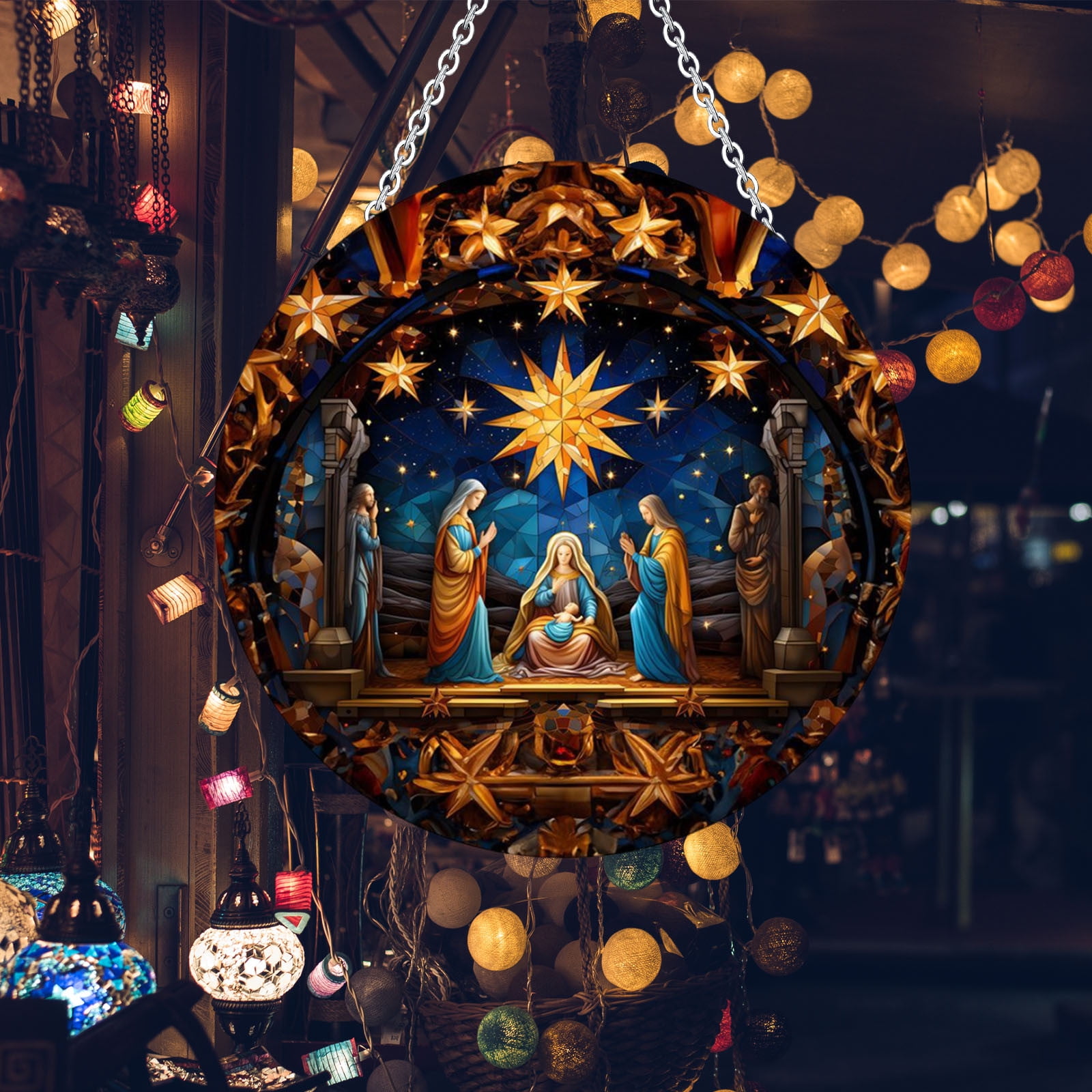 yulier Christmas Nativity Scene Ornaments, Religious Christmas ...