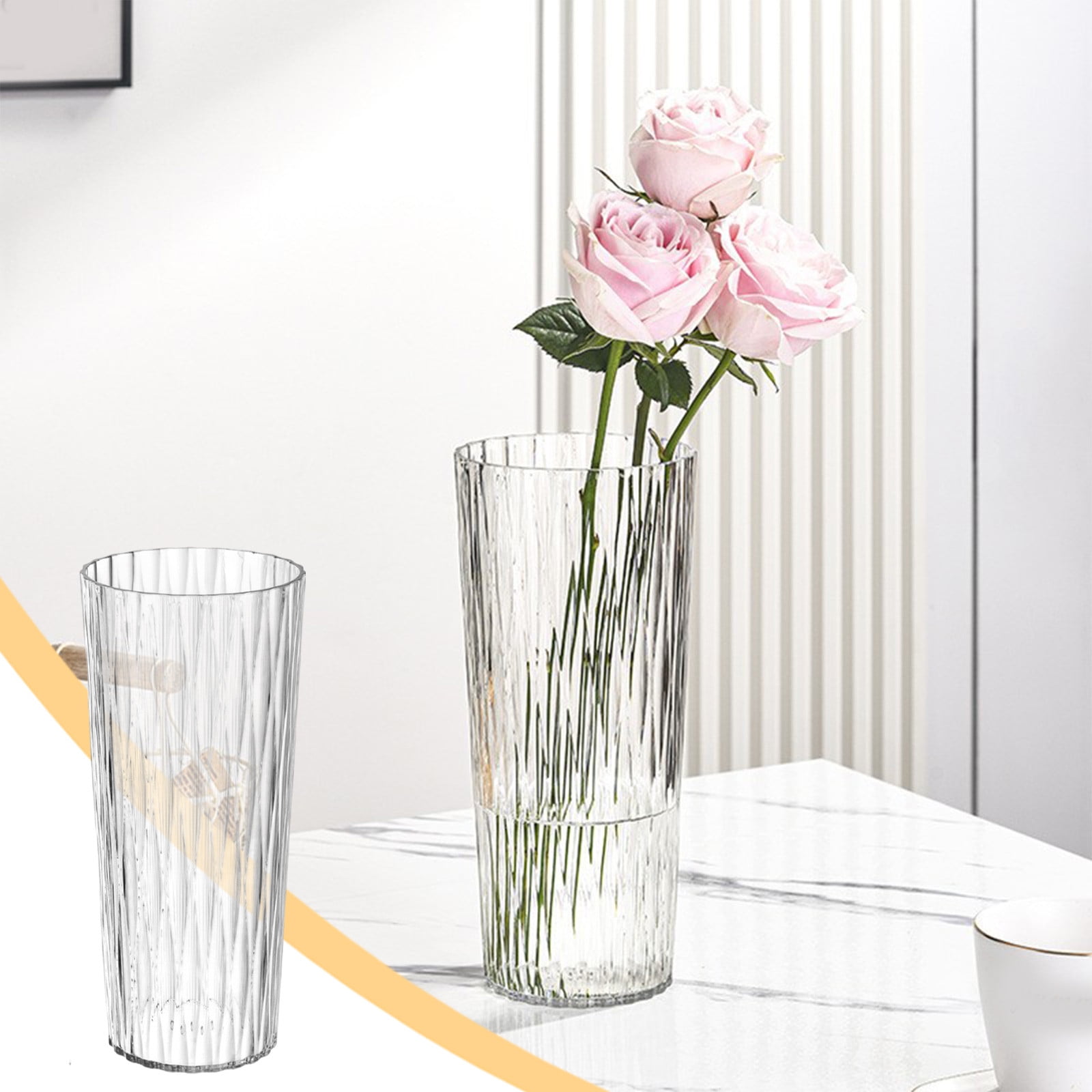 yulier Clear Plastic Flower Vase, Transparent Vase for Flowers Bouquet ...