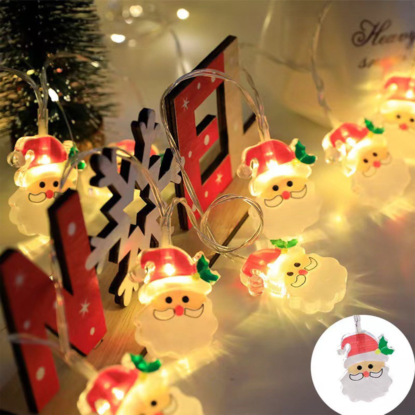 yulier Clearance Santa Claus String Lights Battery Operated 9.8ft 20 ...