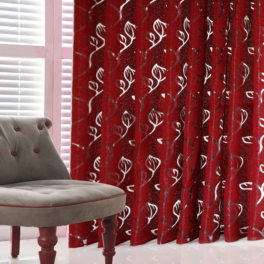 yulier Clearance Sheer Curtain Leaves Pattern Grommet Window Curtain ...
