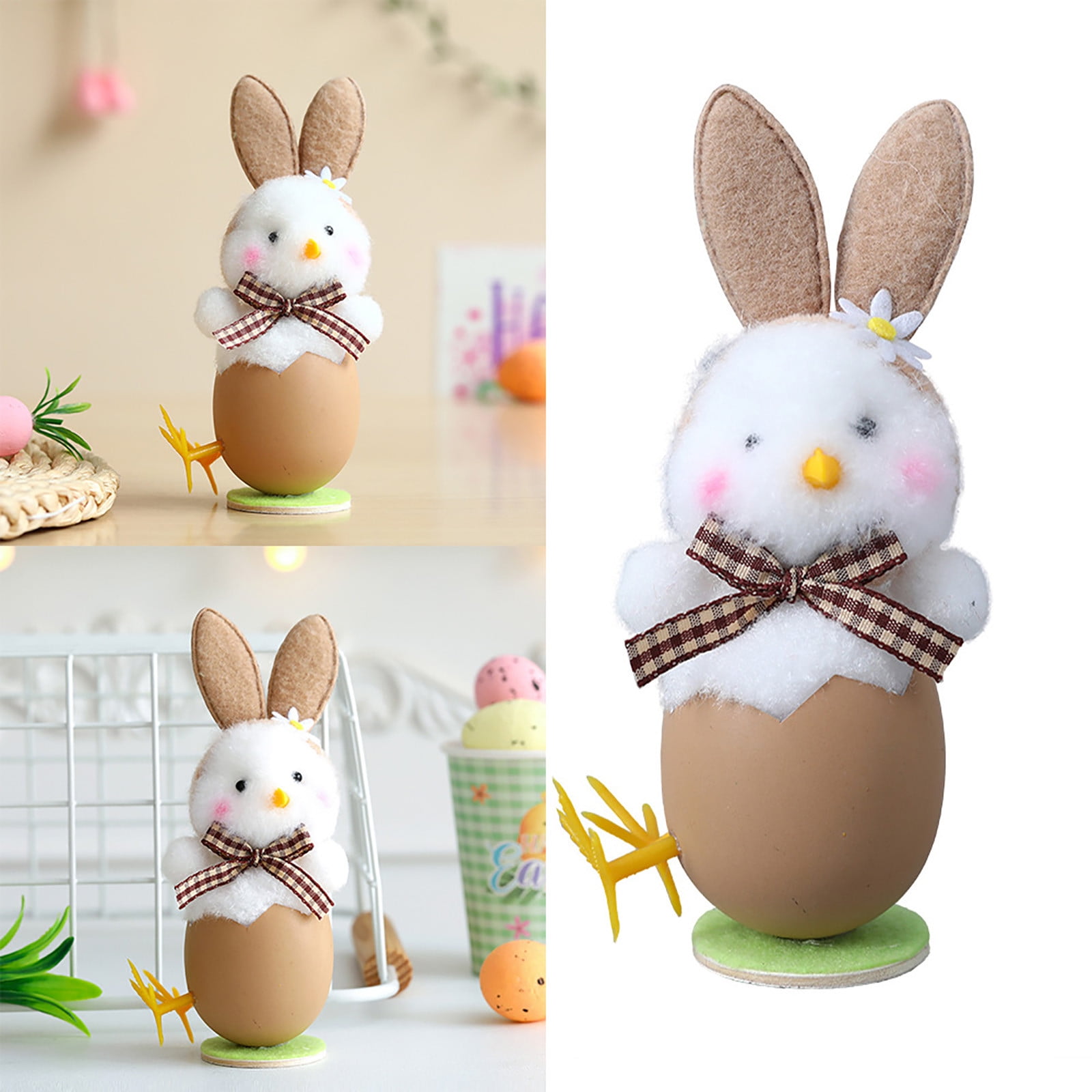 yulier Easter Bunny Egg Figurines Cute Plush Easter Bunny Chick in ...