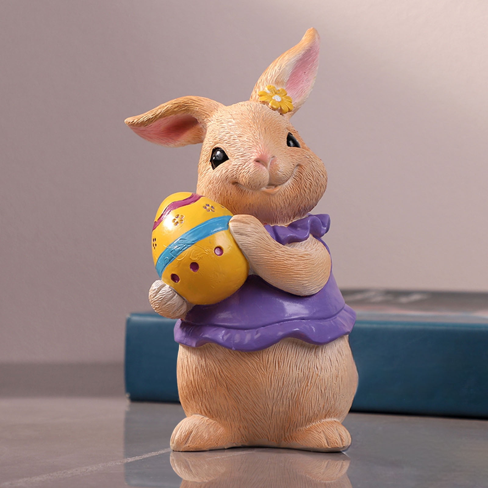 yulier Easter Bunny Figurines with Egg, Resin Easter Bunny Statue ...