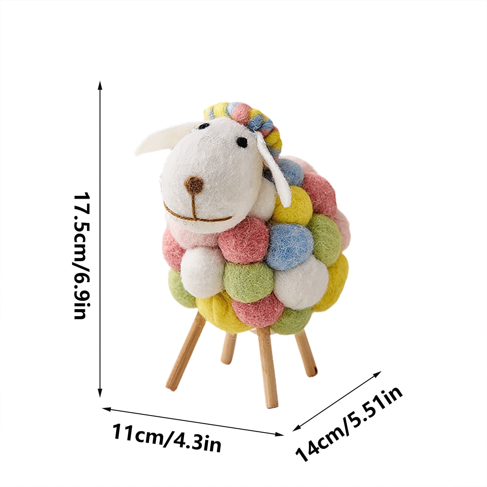 yulier Easter Felt Sheep Ornaments Cute Colorful Sheep Doll Figurines ...