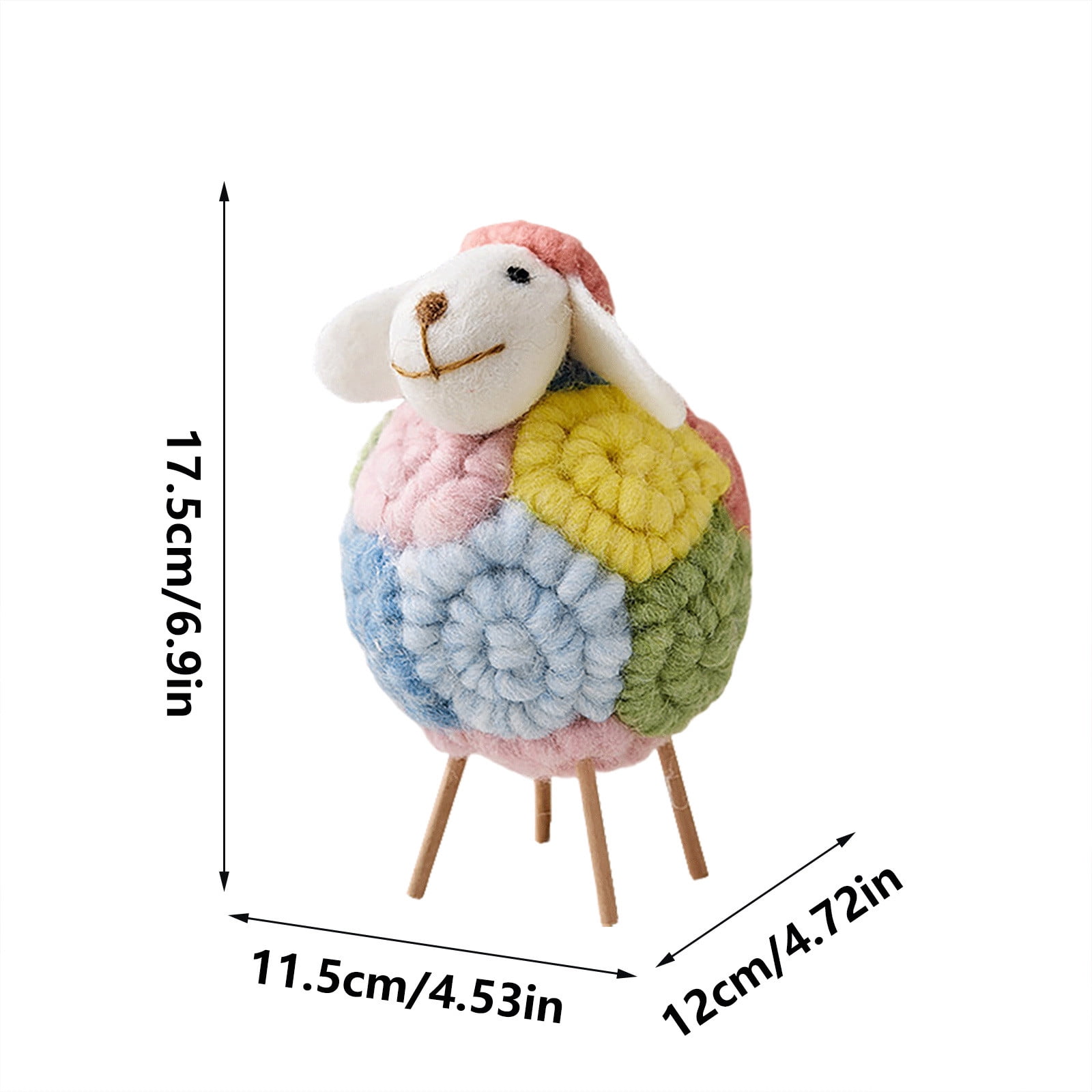 yulier Easter Felt Sheep Ornaments Cute Colorful Sheep Doll Figurines ...