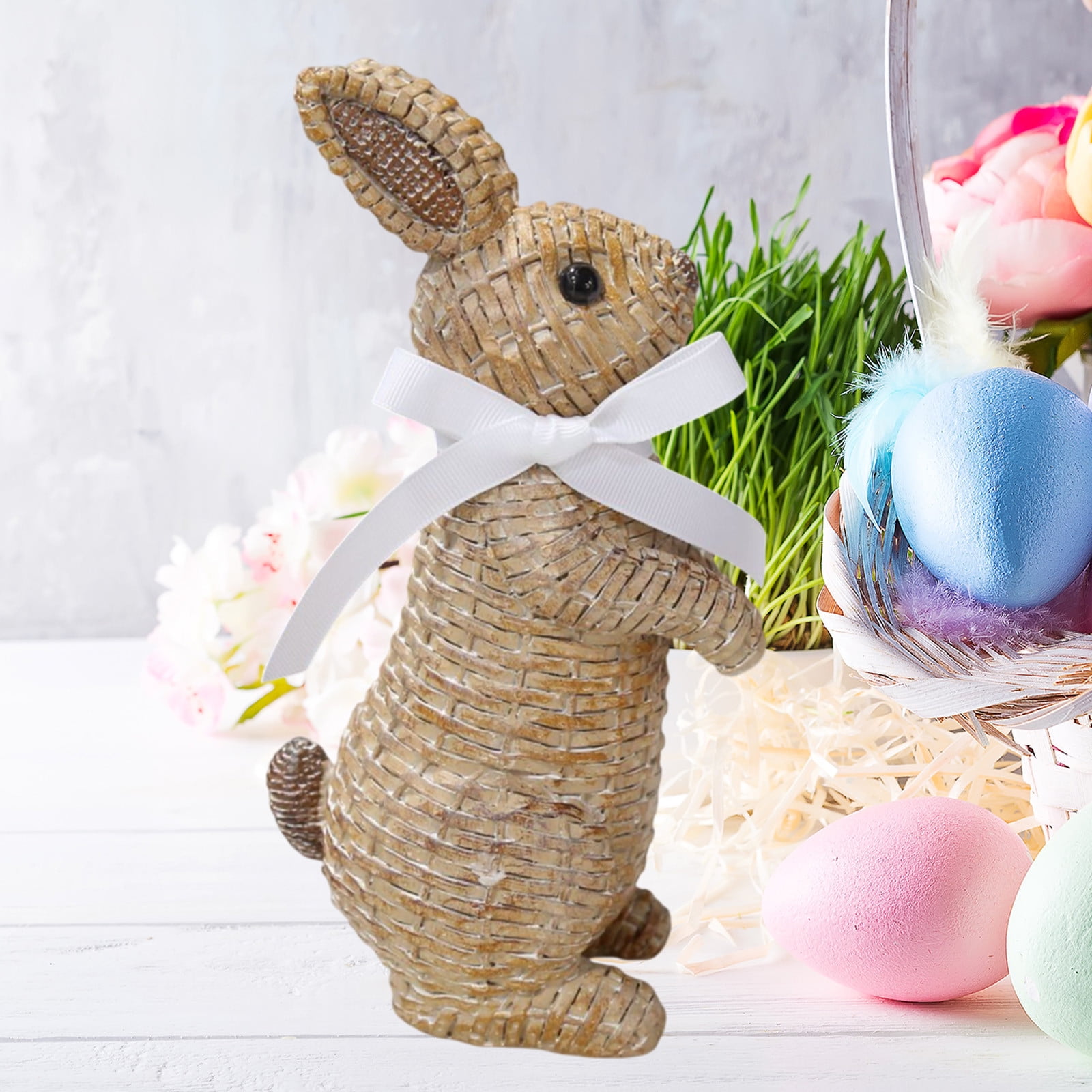 yulier Easter Garden Bunny Statue, Retro Easter Bunny Figurines with ...