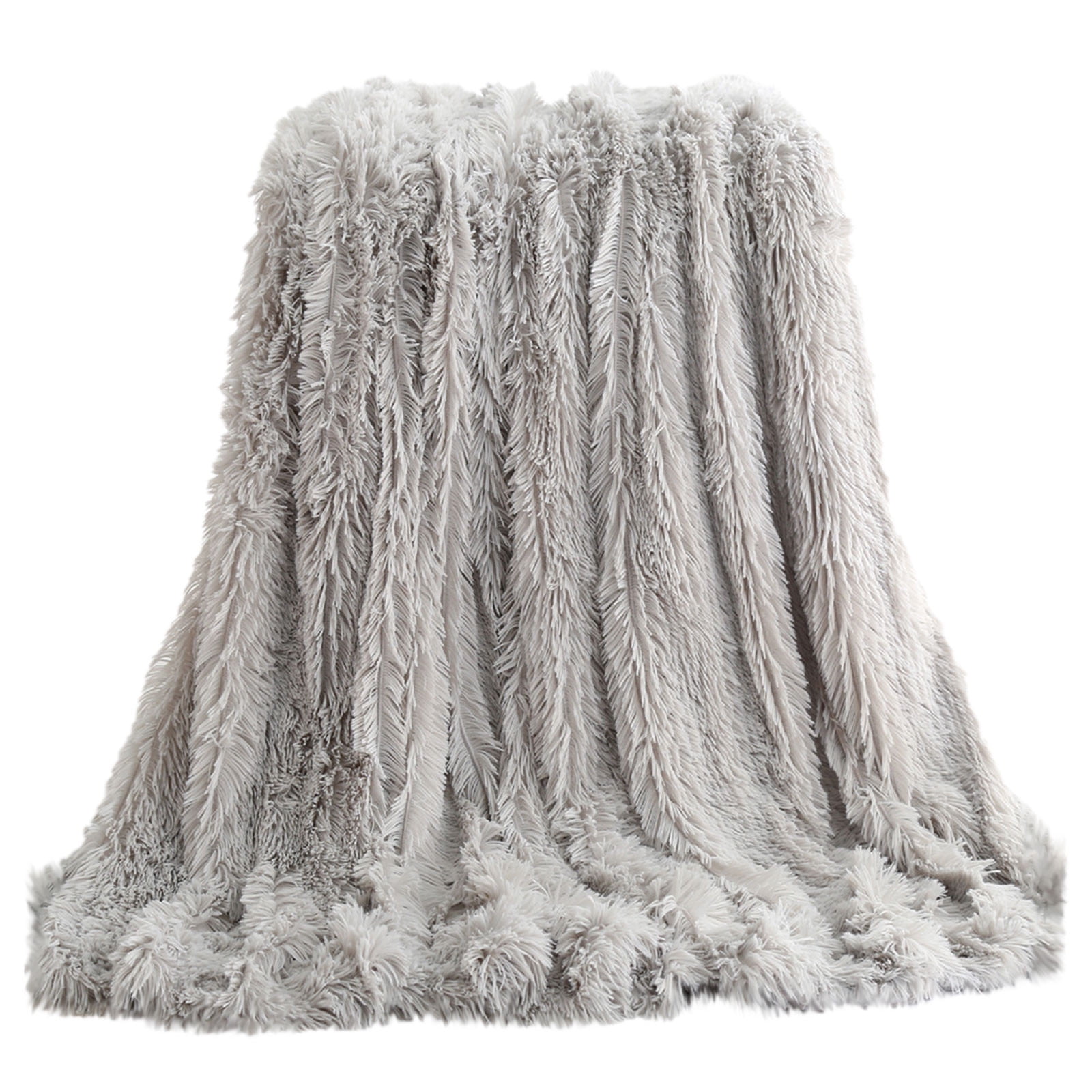 yulier Extra Soft Faux Fur Throw Blanket Solid Reversible Long Hair ...