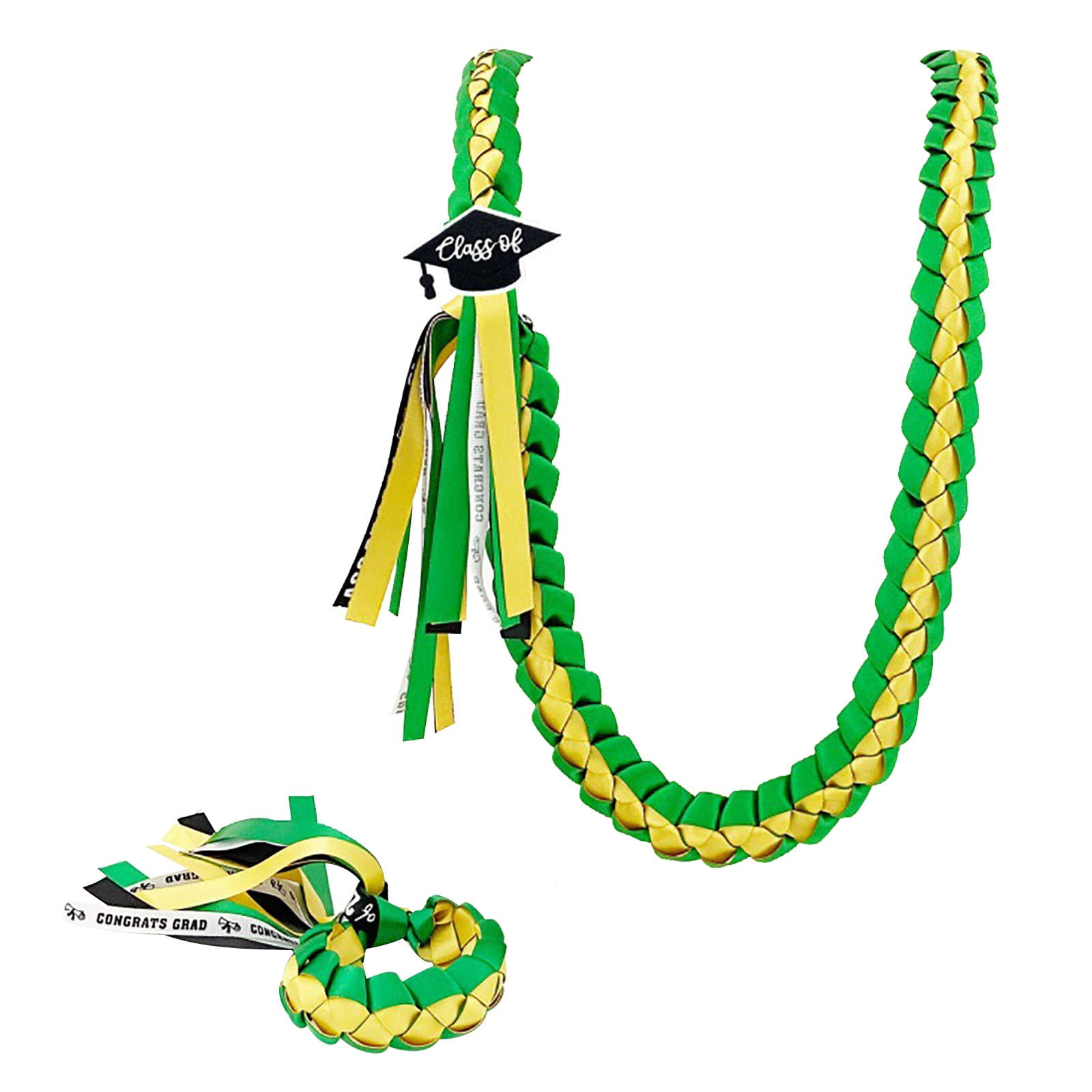 yulier Graduation Leis and Bracelet Set, Double Braided Necklace and ...