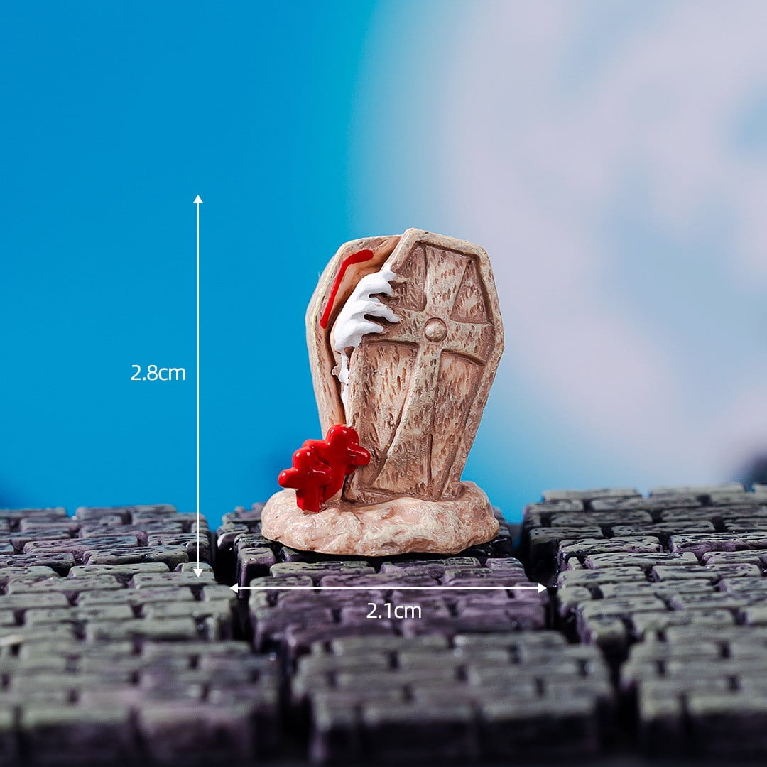 yulier Halloween Miniature Figurines Mini Resin Coffin Crafts Garden ...