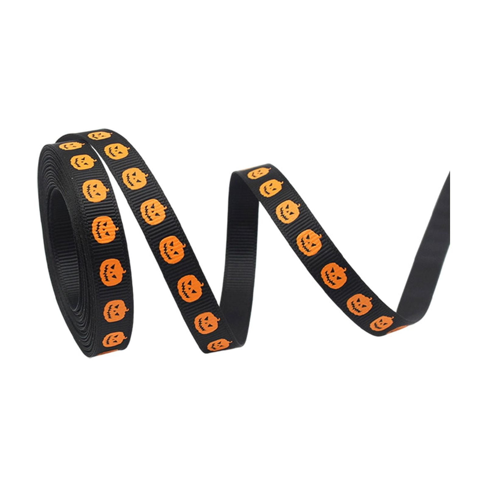 yulier Halloween Ribbon, Skull Bat Spider Pumpkin Print Thin Ribbon for ...