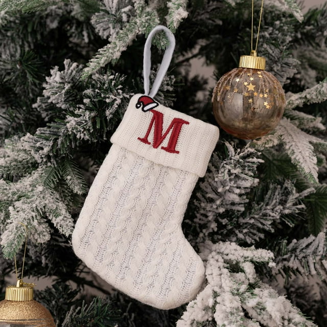 yulier Letter Knitted Wool Christmas Stockings, Initial Monogram ...