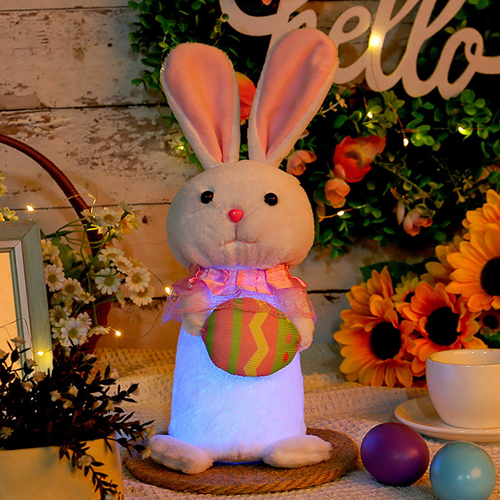 yulier Light Up Easter Bunny Soft Plush Toy, Glowing Rabbit Doll ...
