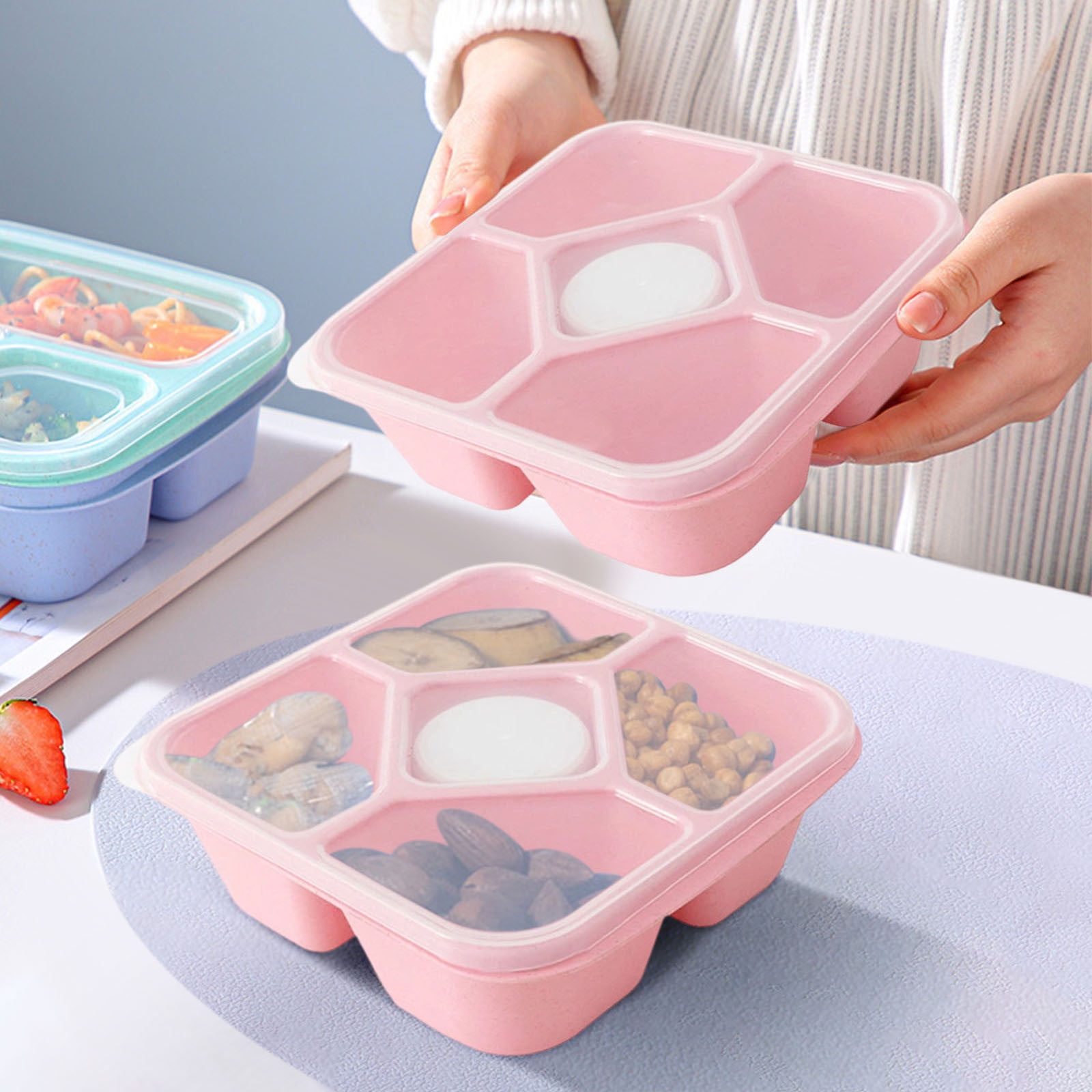 yulier Lunchable Snack Containers for Adults, 5 Compartments Bento Box ...