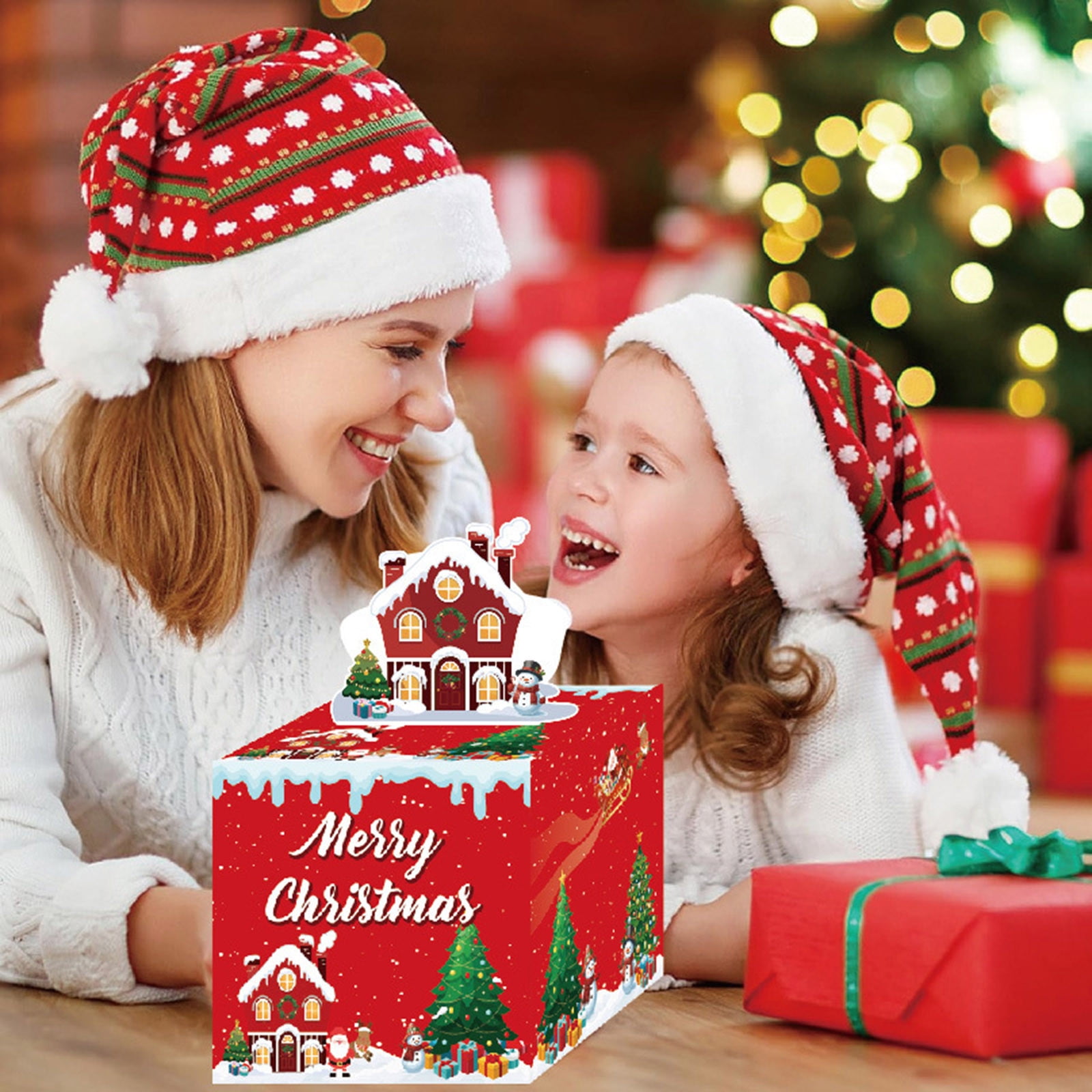 yulier Merry Christmas Money Box for Cash Gift, Red Money Holder DIY ...