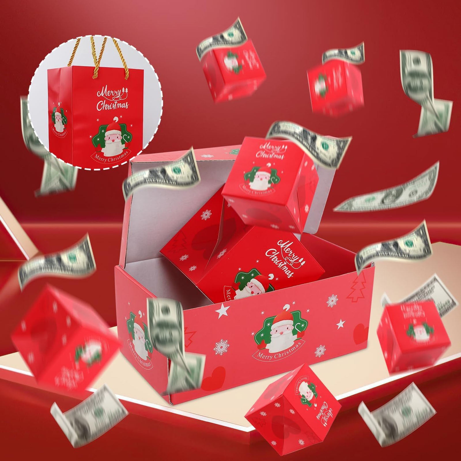 yulier Merry Christmas Money Surprise Box for Cash, Money Gift Boxes ...
