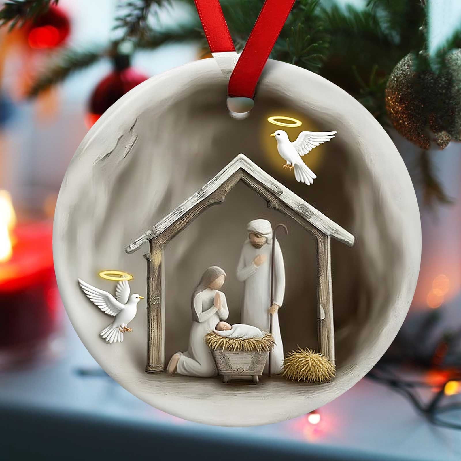 yulier Nativity Scene Christmas Ornaments, Religious Christmas ...