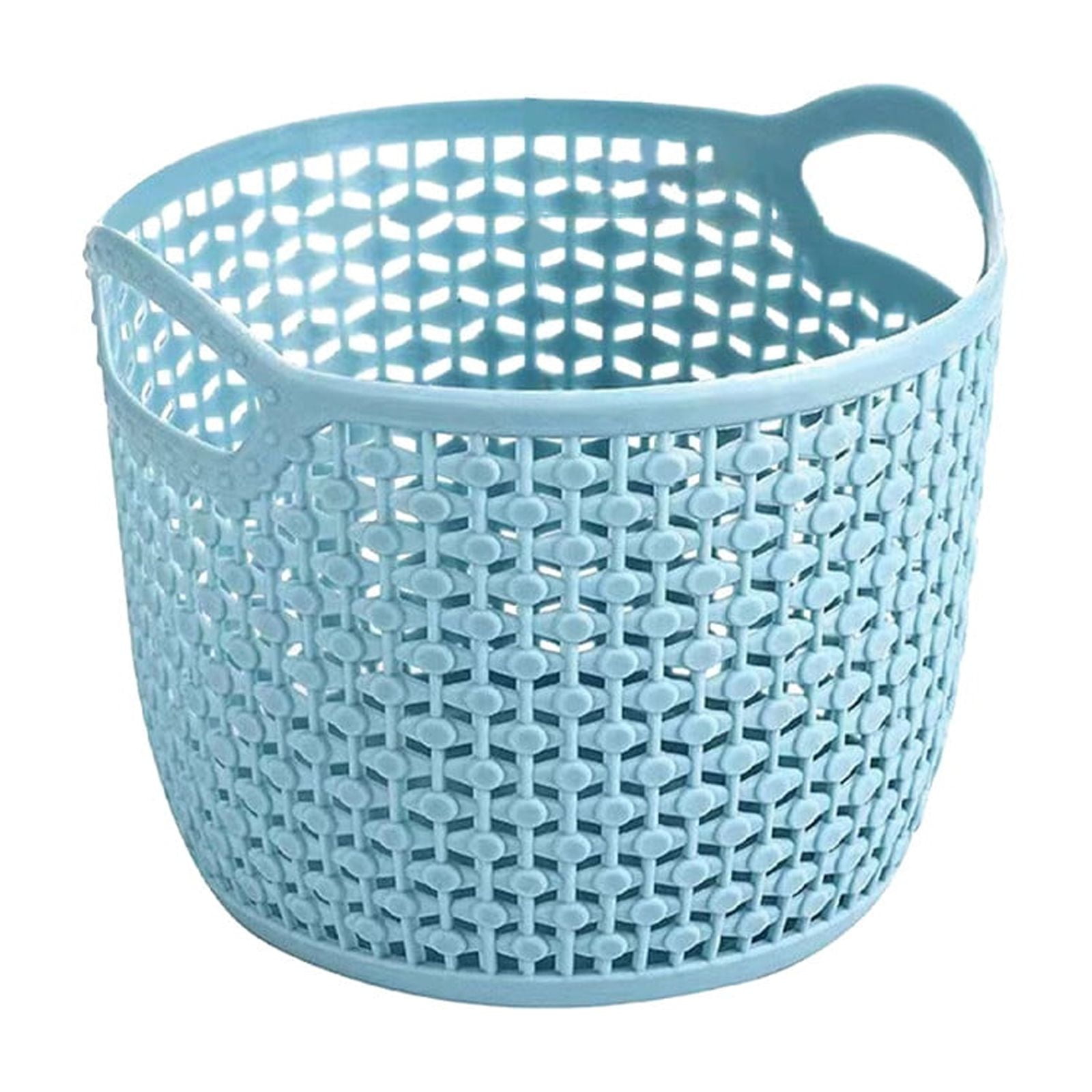yulier Round Plastic Storage Basket with Handles, Small Desktop Storage ...