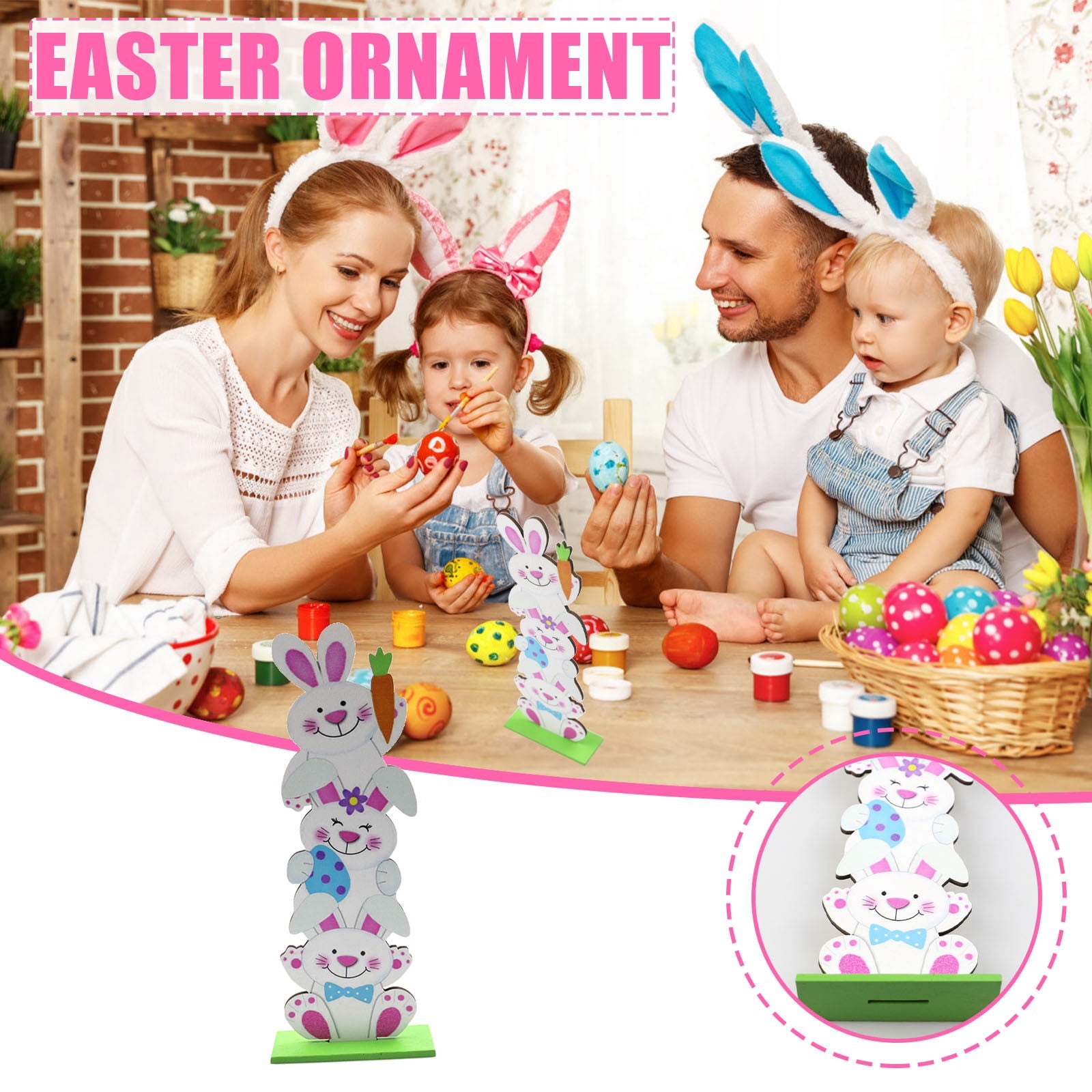 yulier Spring Easter Table Decorations, Wooden Easter Bunny Gnome Sign ...
