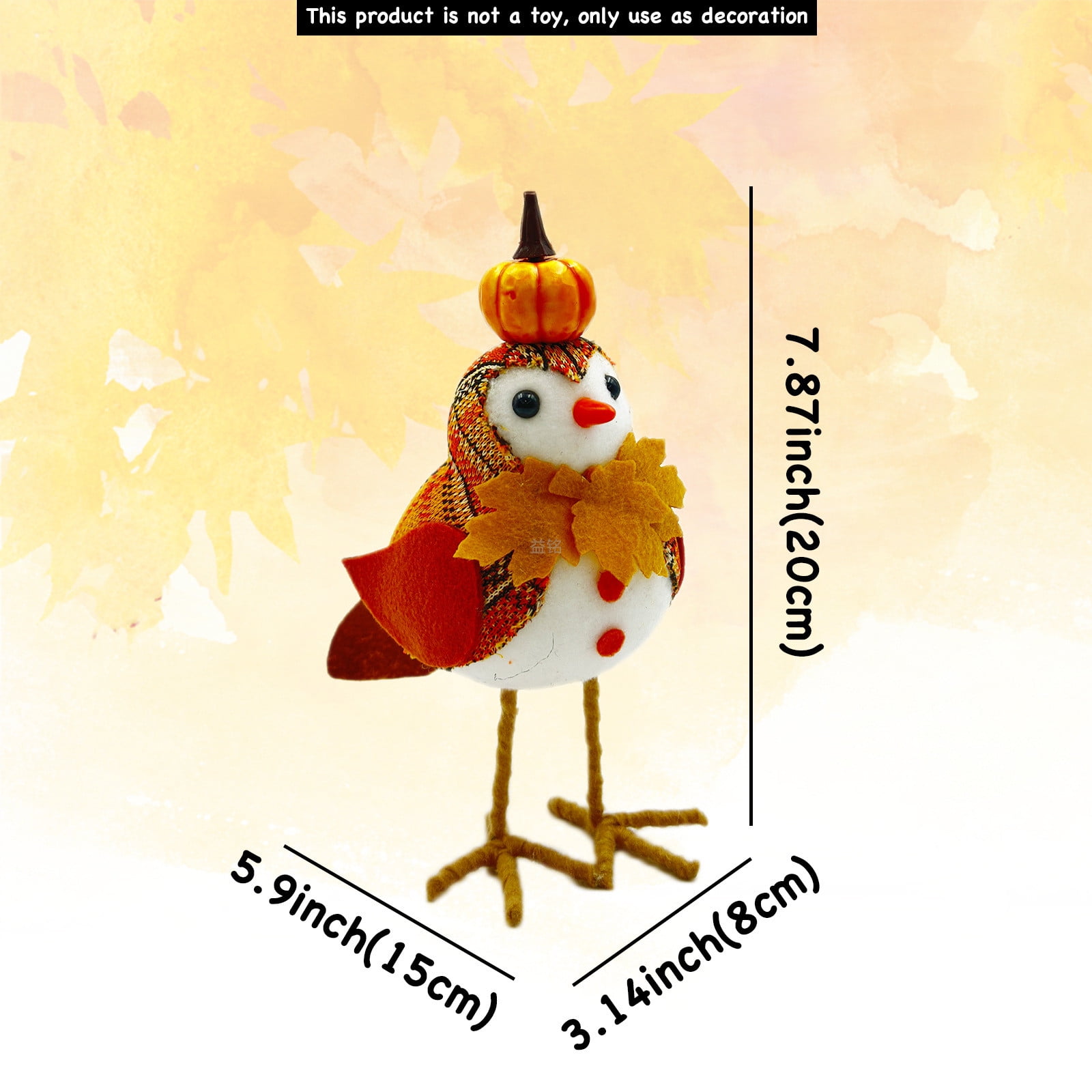 yulier Thanksgiving Birds Ornaments, Fall Decorations, Cute Pumpkin ...