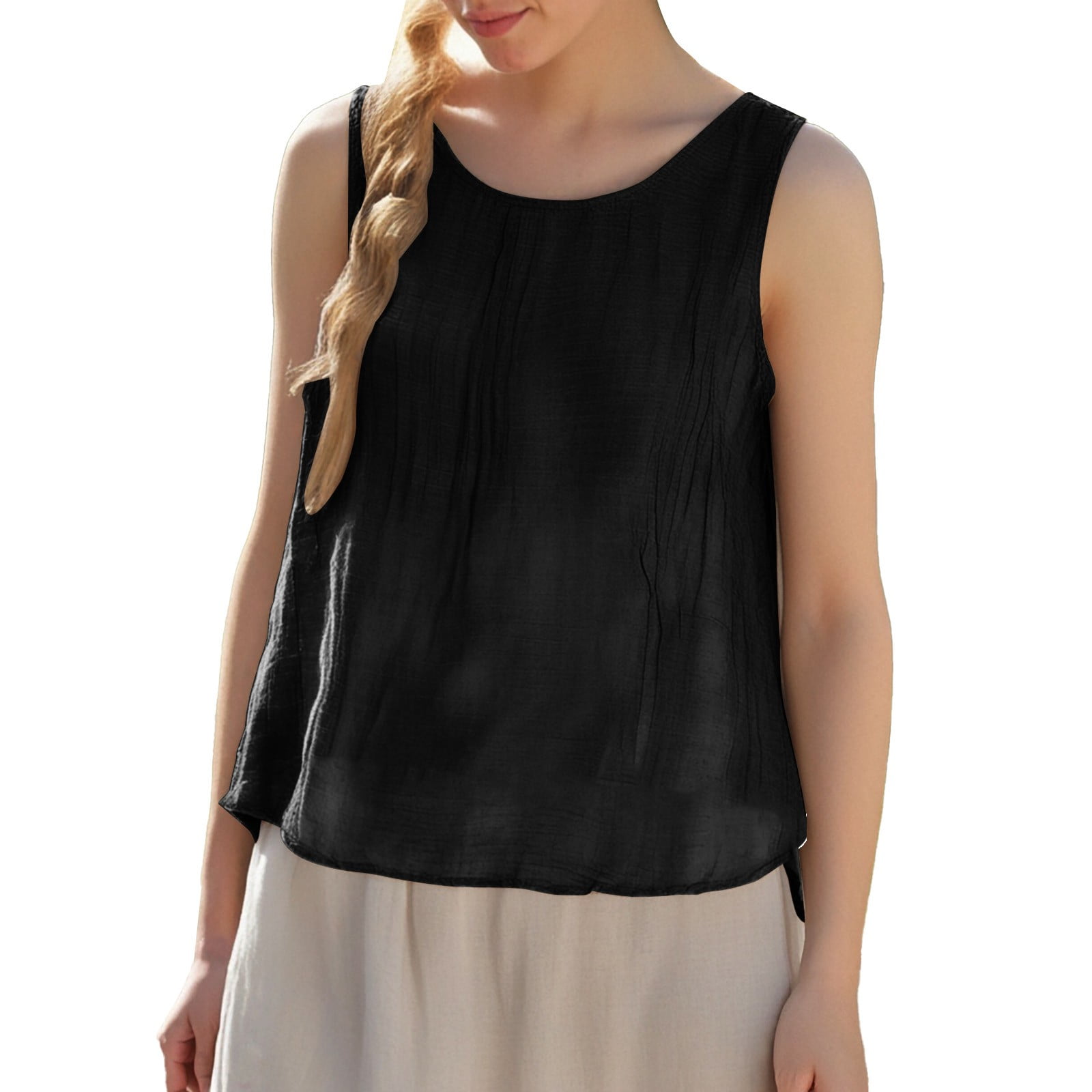 yunLCZ Square Neck Tank Top Oversized Cotton Linen Camisole Tops For ...