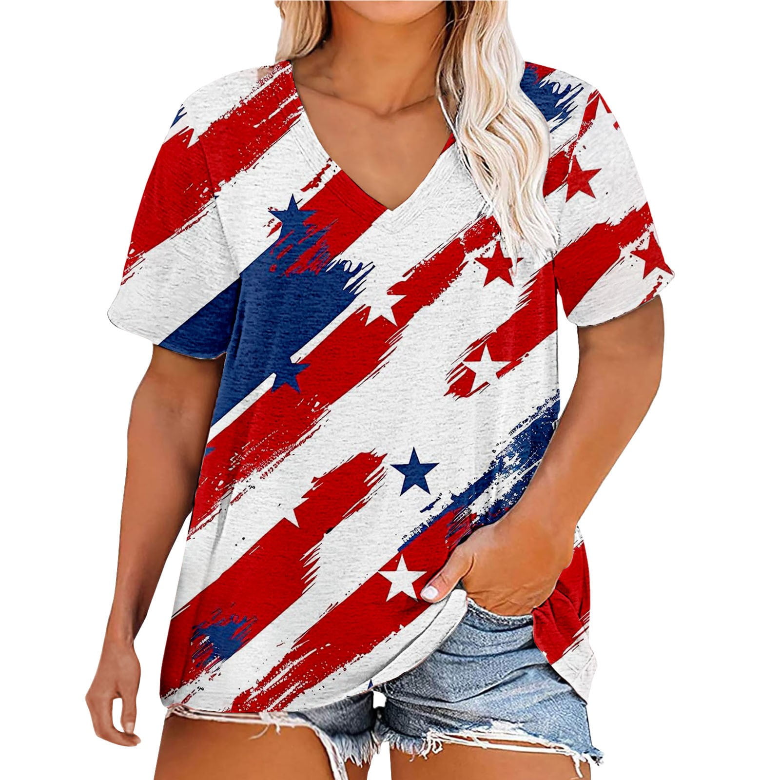 yunLCZ Women Shirts Plus Size Patriotic Shirts For Women Summer 2025 ...