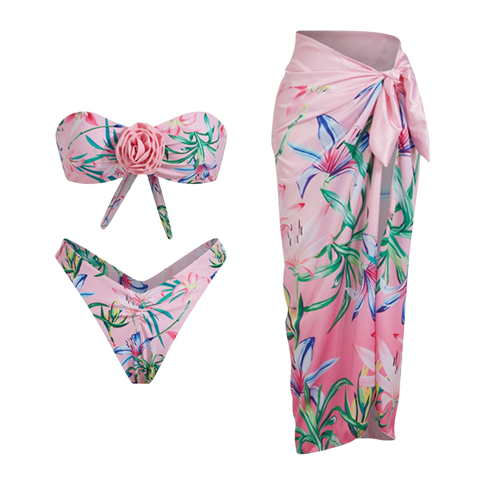 yunLCZ Women's Two Piece Bikini Set Women's Retro Fashion Bandeau ...