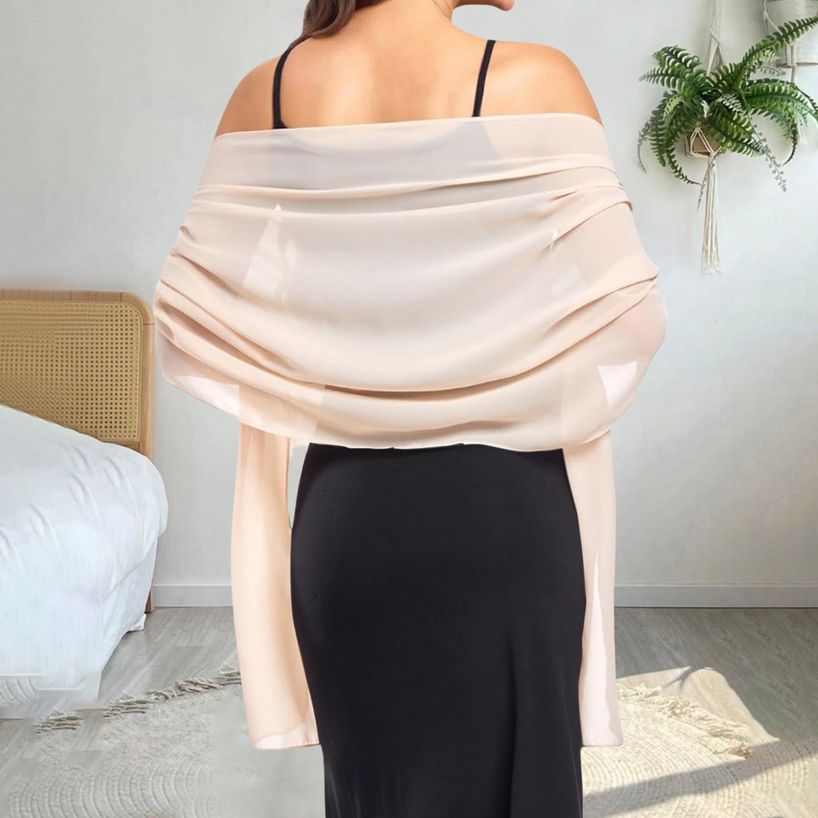 yunLXY Clearance Shawls and Wraps Women Beige Ladiery Women Chiffon Shawls and Wraps for Evening ...