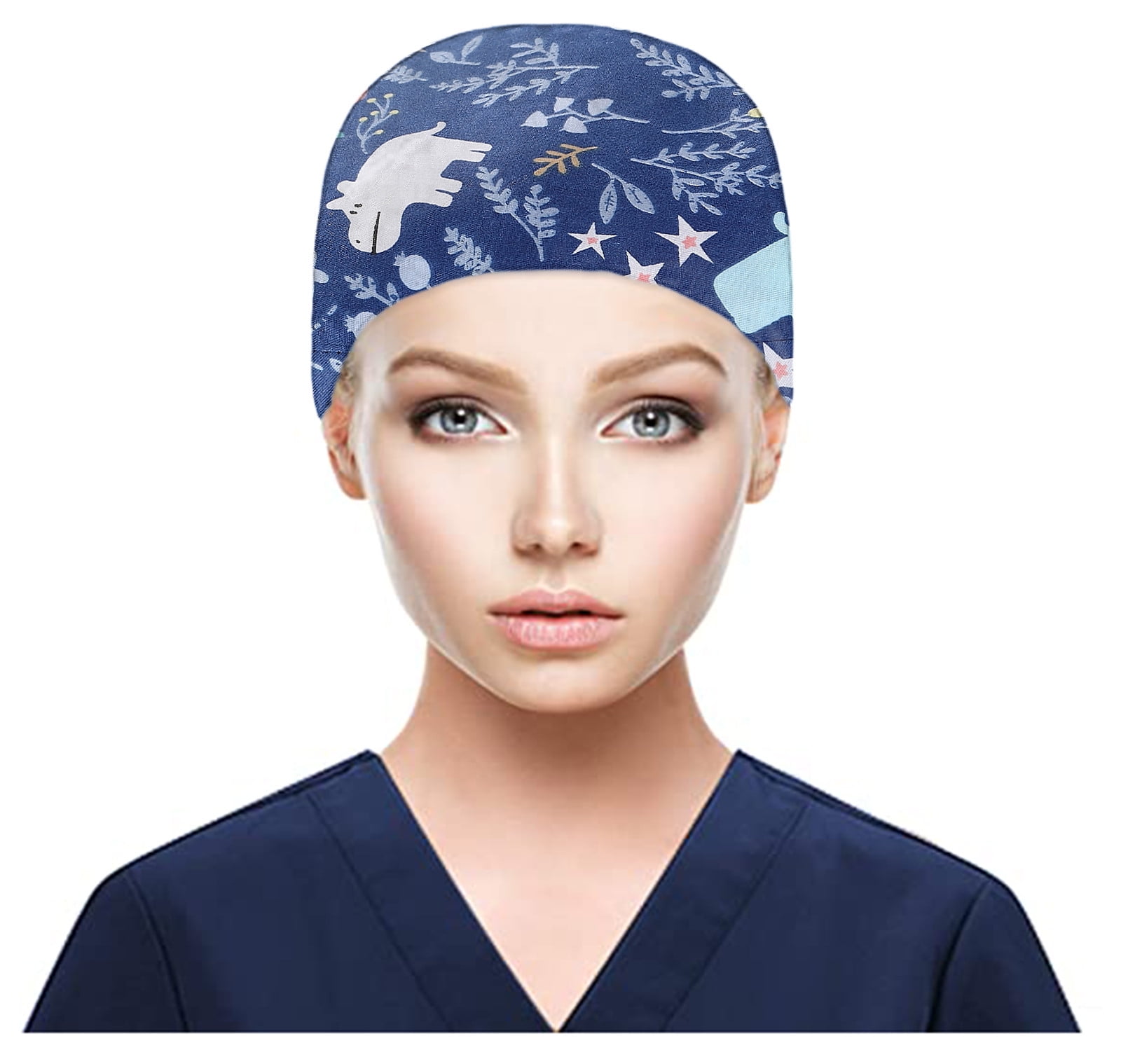yunLXY Hijab Cap for Women C hat Scrub Cap With Buttons Bouffant Hat ...
