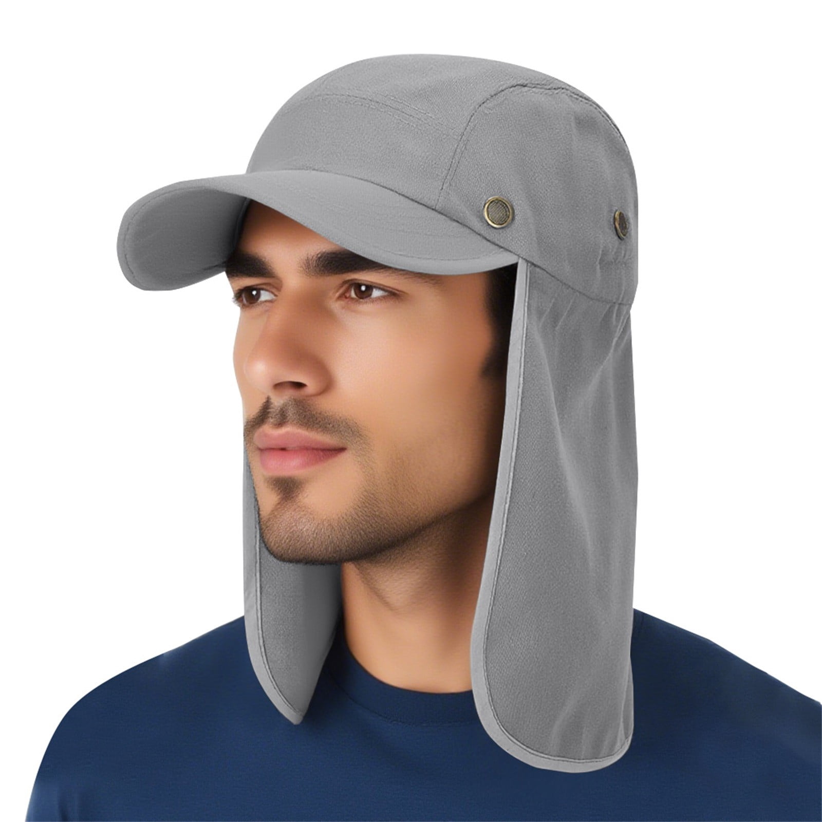 yunLXY Under $5 Gray Outdoor Sun Hat Detachable Neck Face Flap UPF 50 ...