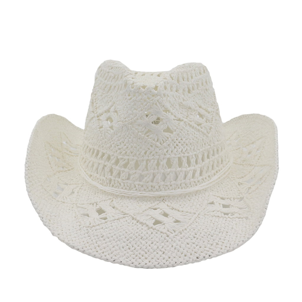 yunLXY Under $5 Straw Cowboy Sun Hats for Women Men Western Cowgirl ...