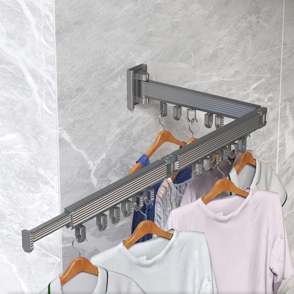 yunmklos Tri Fold Clothing Rack with Extended Arm Expandable Clothes ...