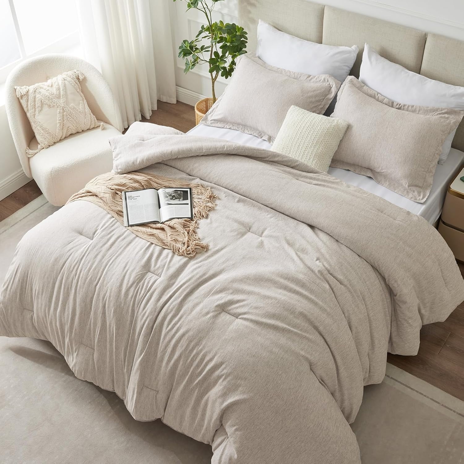 yuvbdcop Full Size Comforter Set - 3 Pieces Sage Green Soft Cationic ...
