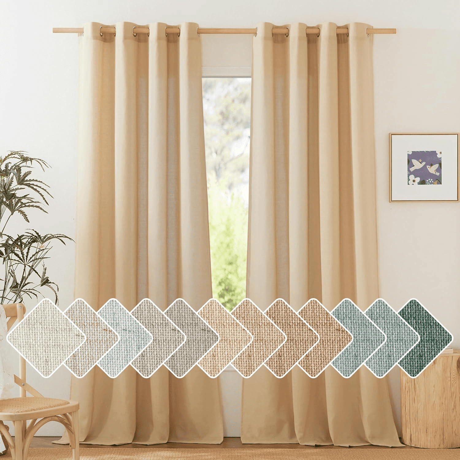 yuvbdcop Natural DXQPIOA Curtains 84 inch Long 2 Panels Set Grommet Top ...