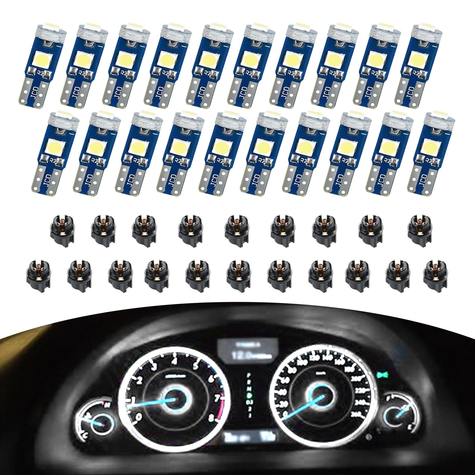 yvshy 20 PCS T5 Car LED Instrument Light Set, 3030-3SMD Fiberglass ...