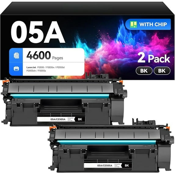 z 05A Black Toner Cartridge 2-Pack with Chip High Yield Replacement for ...