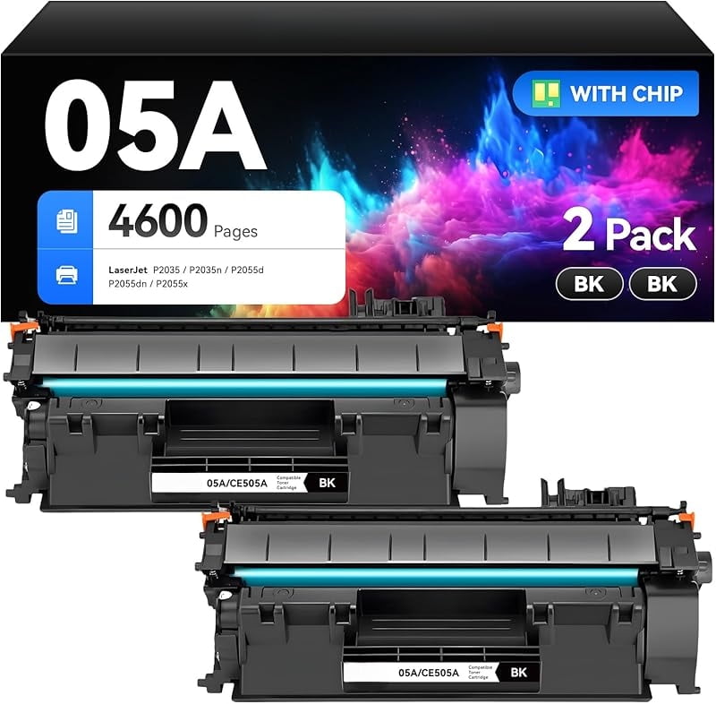 z 05A Black Toner Cartridge 2-Pack with Chip High Yield Replacement for ...