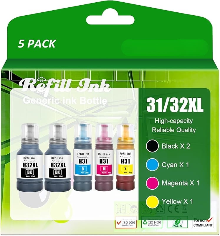 31 32XL Refill Ink Bottle Compatible with HP31 32 XL Work with Smart ...
