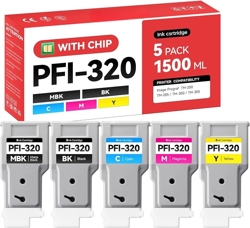z PFI-320 Pigment Ink Tank Set 5-Pack 300ml High Capacity Replacement ...