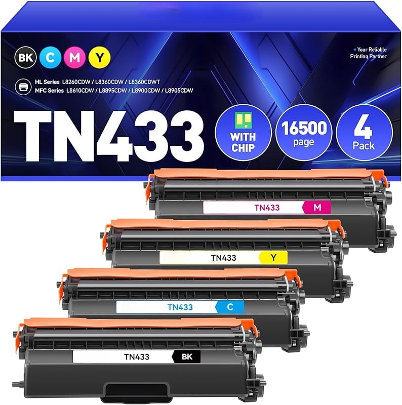 z TN433 Toner Cartridge 4-Pack Compatible Replacement for Brother TN ...