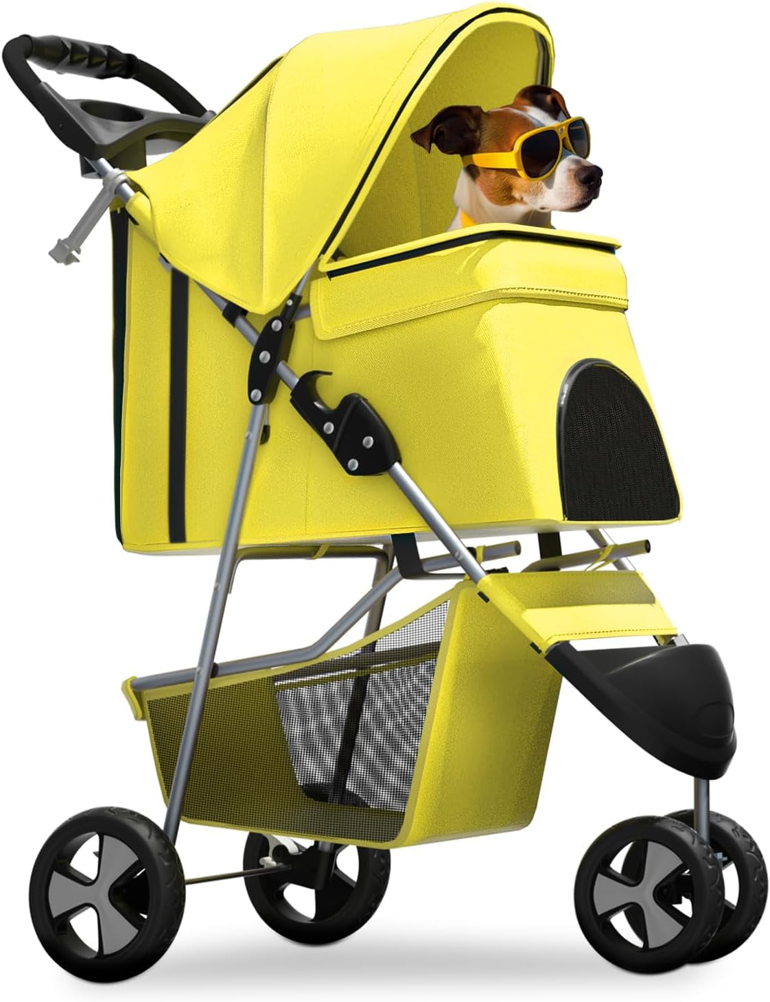 zalema 3-Wheel Pet Stroller, Foldable Travel Jogger for Small & Medium ...