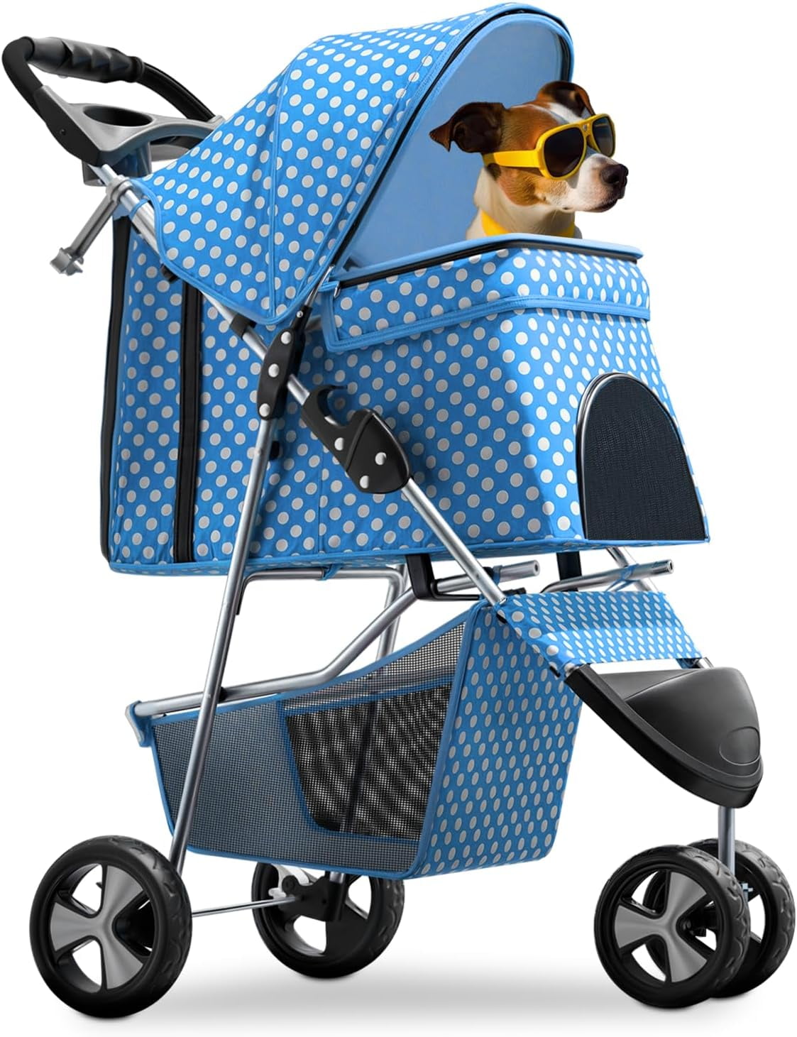 zalema 3-Wheel Pet Stroller, Foldable Travel Jogger for Small & Medium ...