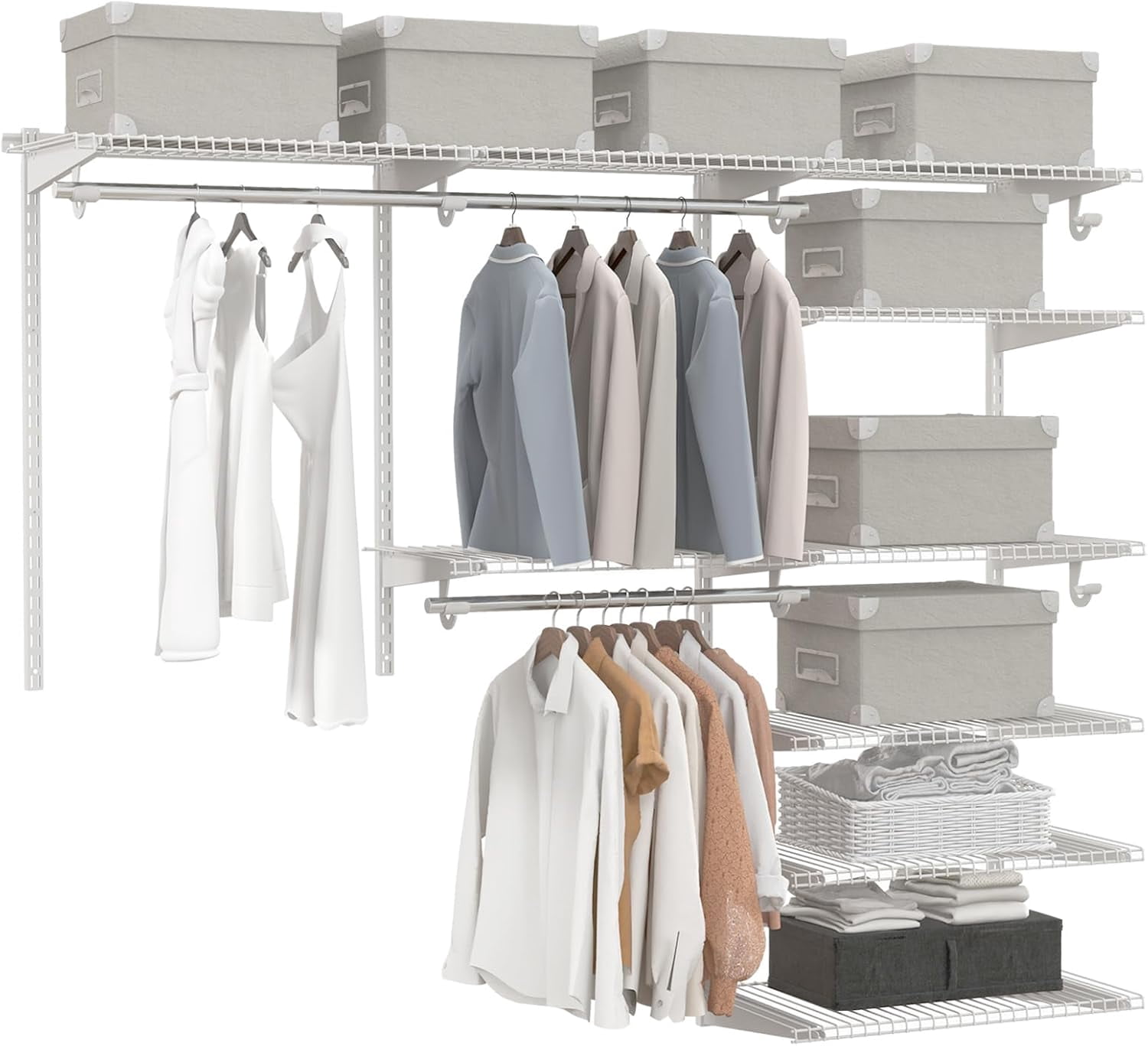 zalema 4 to 6 FT Custom Closet Organizer System Kit, Wall-Mounted ...