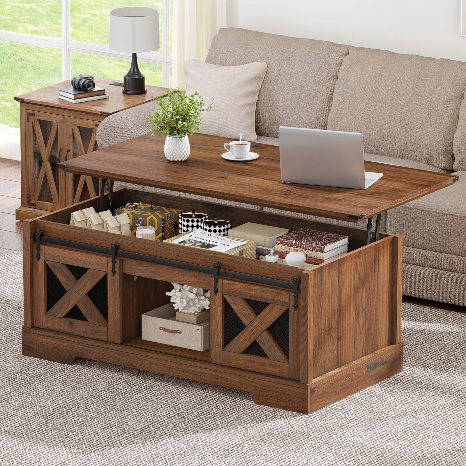 zalema 47'' Lift Top Coffee Table Rectangle Farmhouse Coffee Table with ...