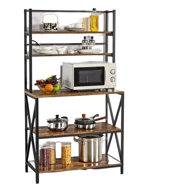 zalema 5-Tire Baker's Rack for Kitchen with Storage, Kitchen Rack with ...