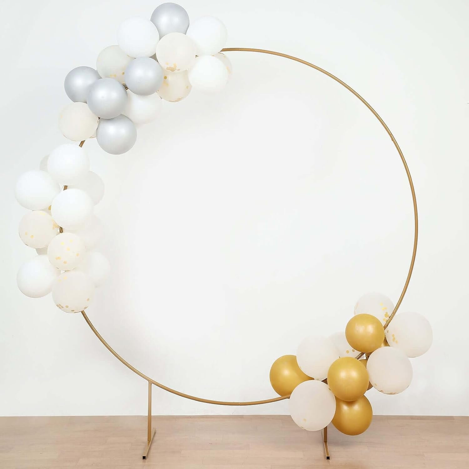 zalema 6.5ft Gold Metal Floral Balloon Garland Hoop, Round Backdrop ...