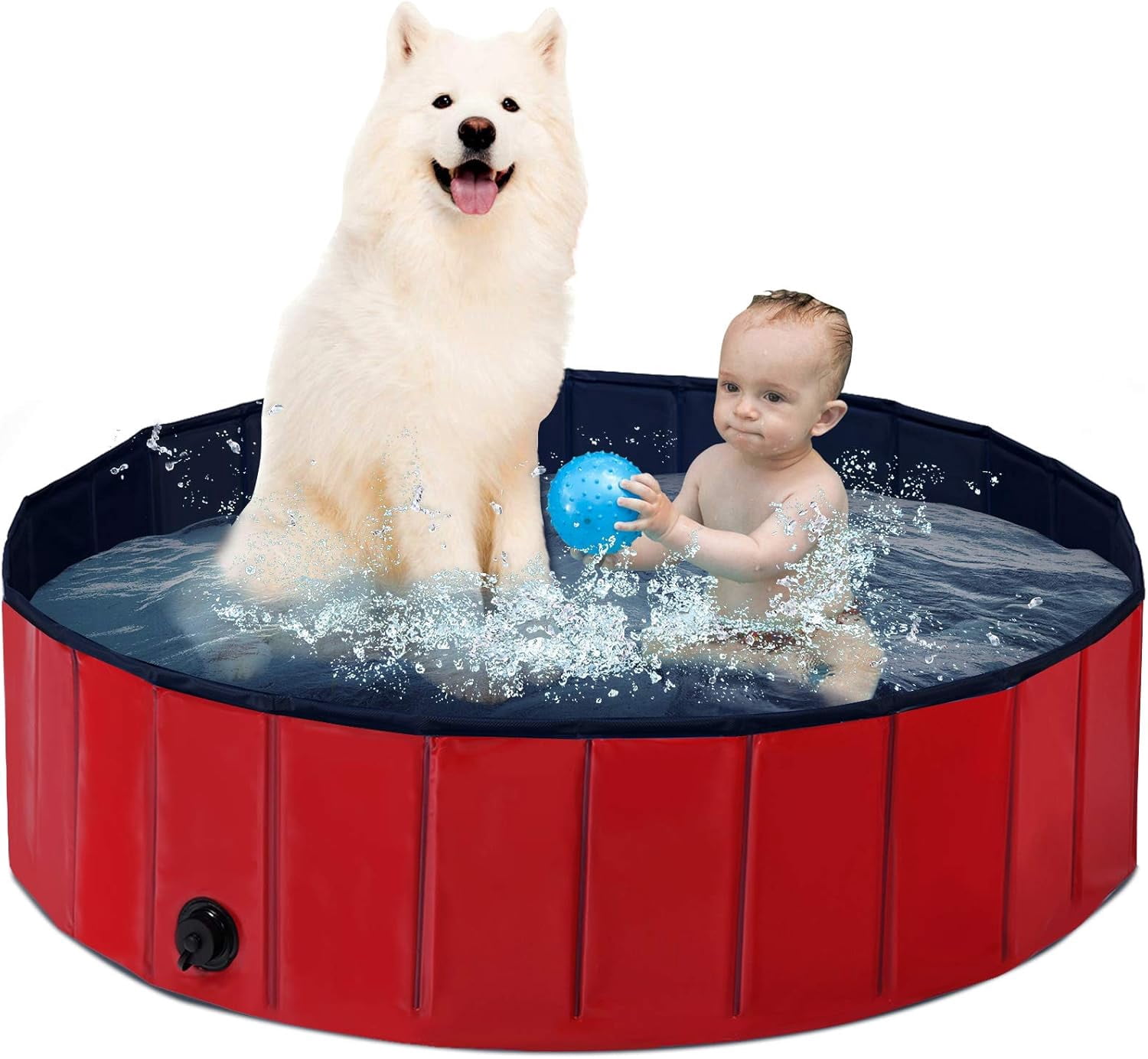 zalema 63 Inch Foldable Dog Pool，Portable Hard Plastic Collapsible Pet ...
